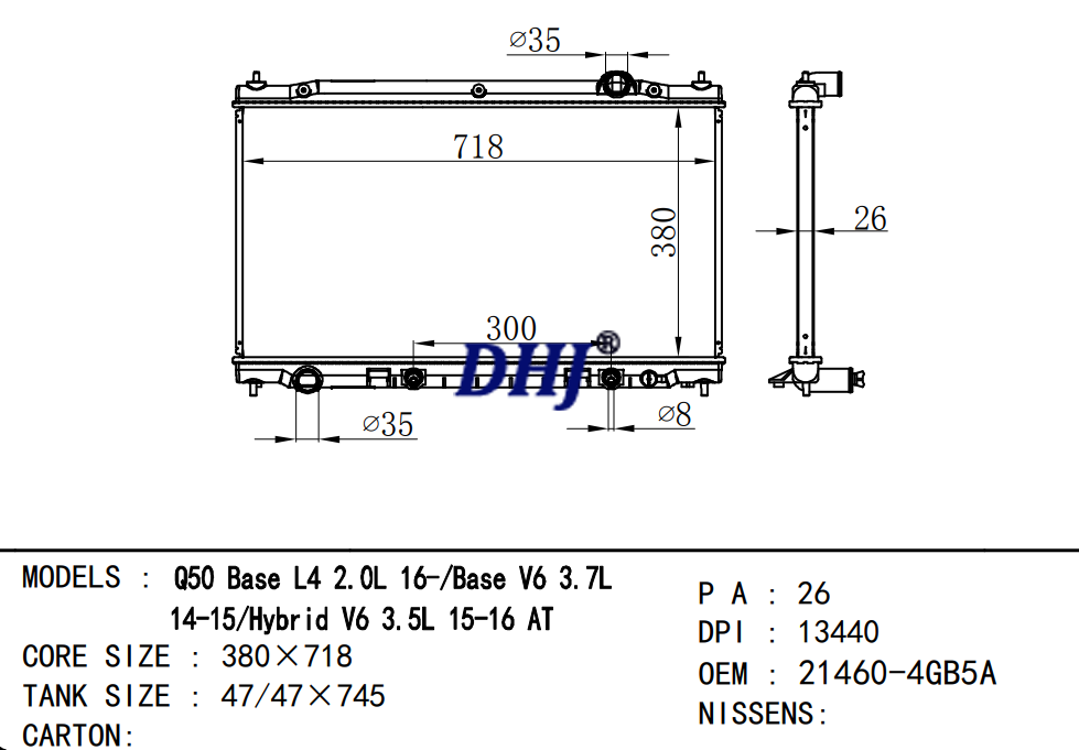 NISSAN Q50 Base auto radiator,21460-4GB5A-Auto Radiator,Car radiator ...